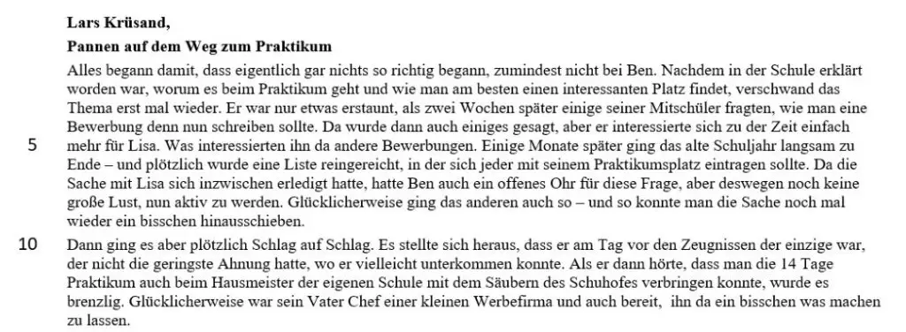 Kurzgeschichte: Lars Krüsand, "Pannen auf dem Weg zum Praktikum" - oder ...