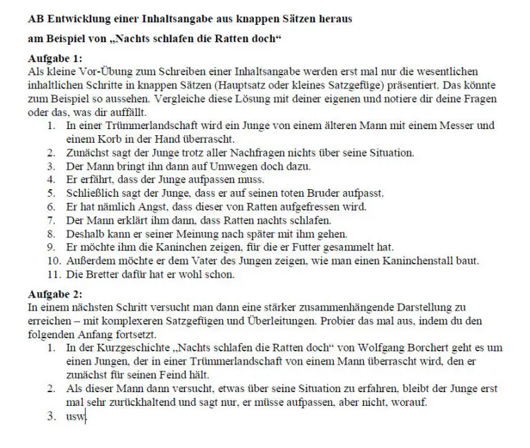 Kurzgeschichte: So klappt das Schreiben einer Inhaltsangabe ... (Mat157 ...