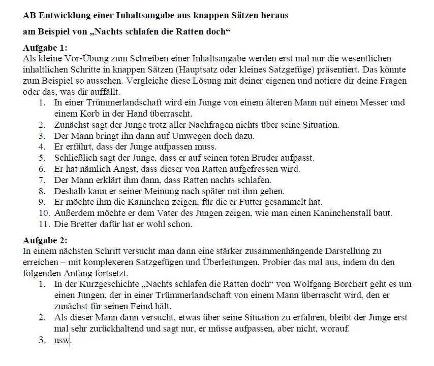 Kurzgeschichte: So klappt das Schreiben einer Inhaltsangabe ... (Mat157 ...
