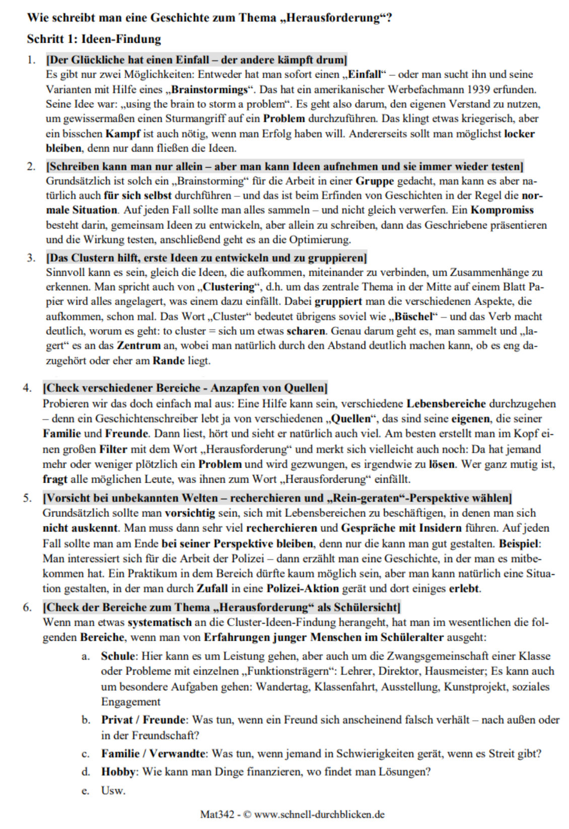 Wie schreibt man eine Geschichte zum Thema "Herausforderung ...